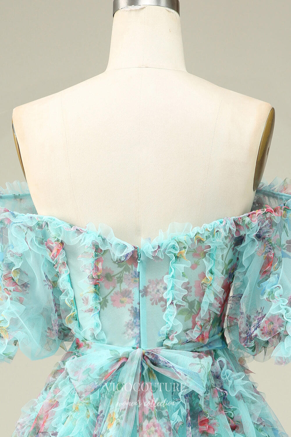 Cute Tiered Ruffled Floral Homecoming Dresses Puffed Sleeve Back to Sc ...