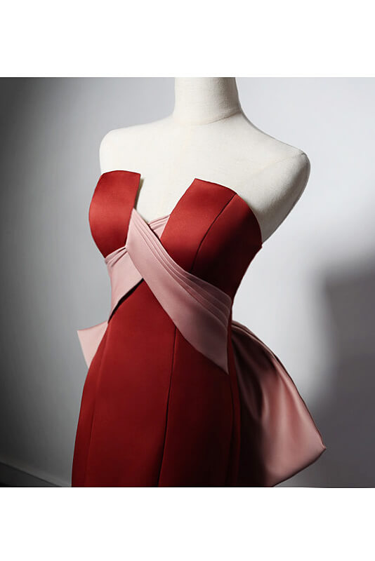 Orange Mermaid Strapless Prom Dresses with Bow-Tie 22374 – vigocouture